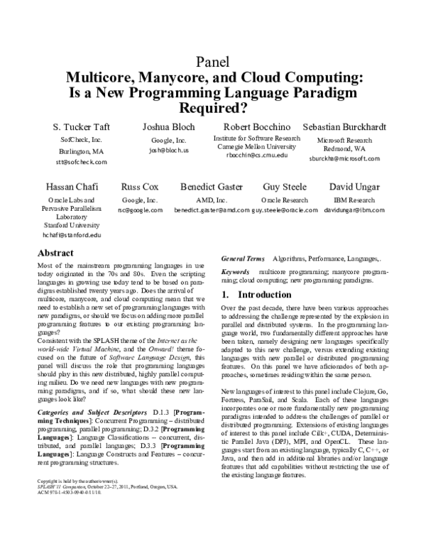(PDF) New Paradigms for Multicore Programming