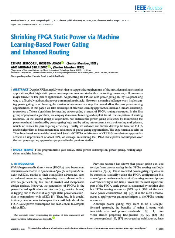 Pdf Shrinking Fpga Static Power Via Machine Learning Based Power