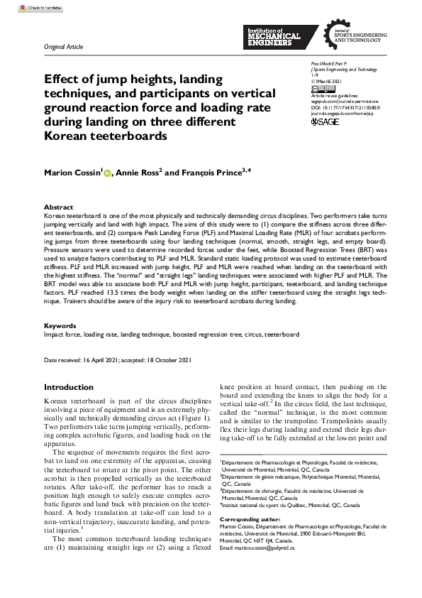 Pdf Effect Of Jump Heights Landing Techniques And Participants On Vertical Ground Reaction