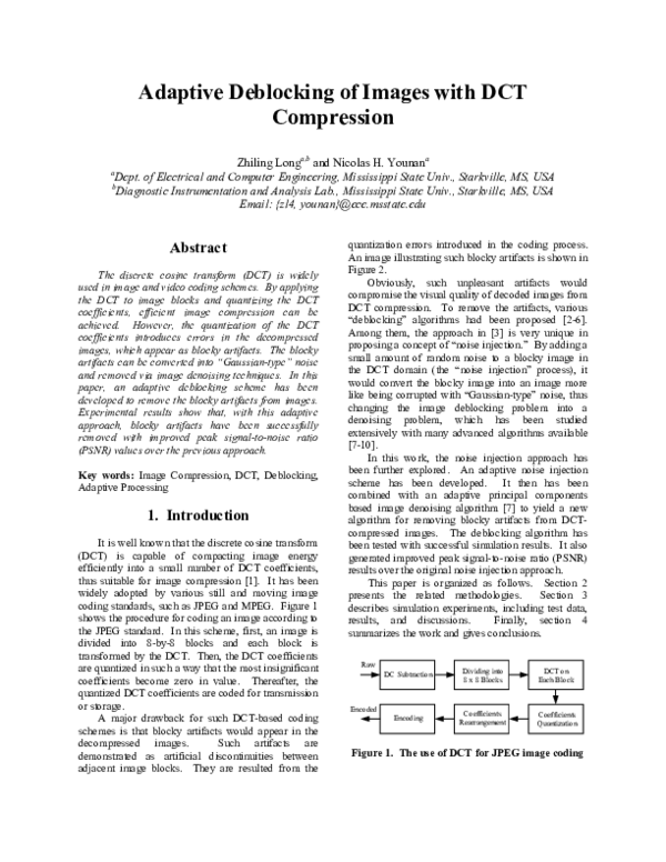 (PDF) Adaptive Deblocking of Images with DCT Compression