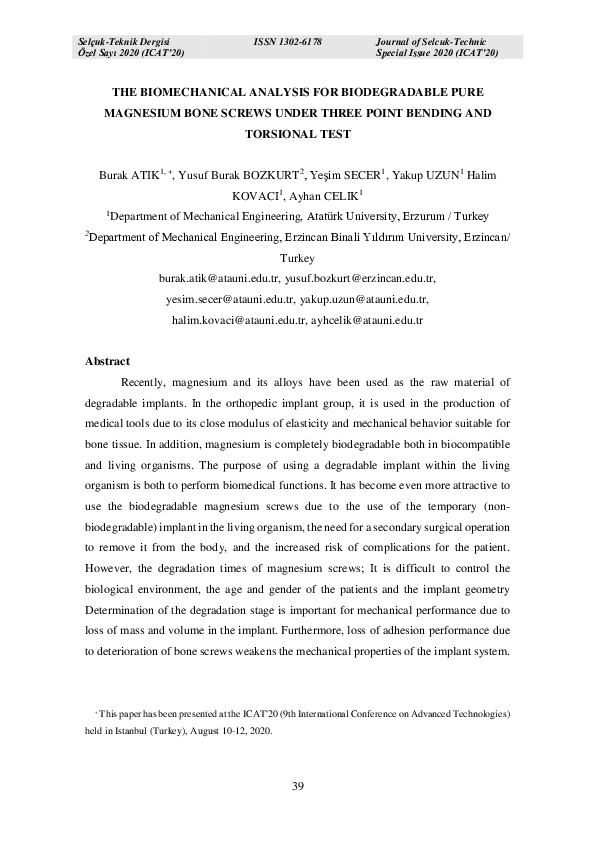 (PDF) The Biomechanical Analysis for Biodegradable Pure Magnesium Bone ...