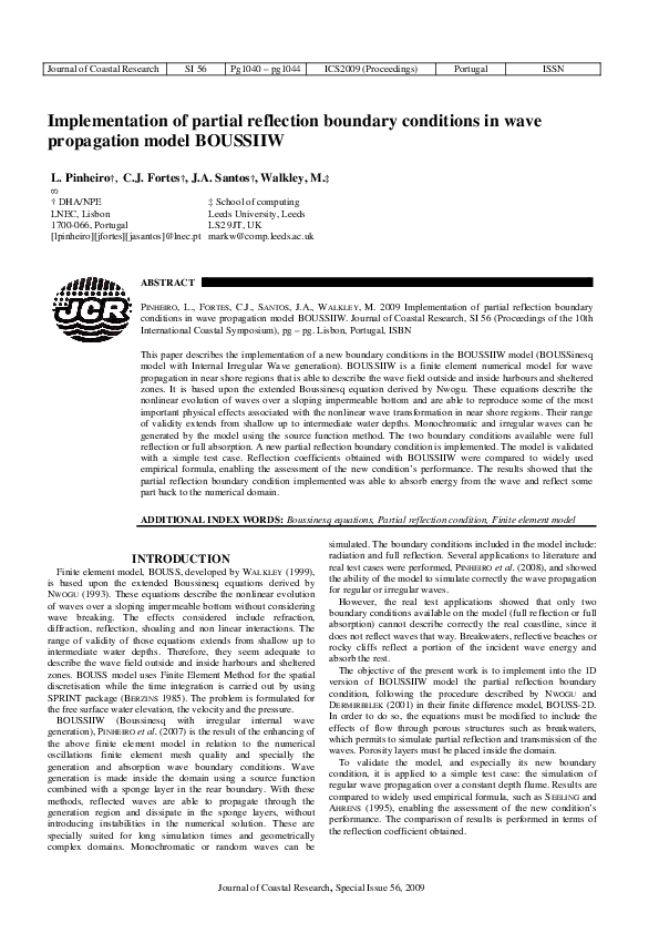 Pdf Implementation And Validation Of A New Wave Breaking Criterion In