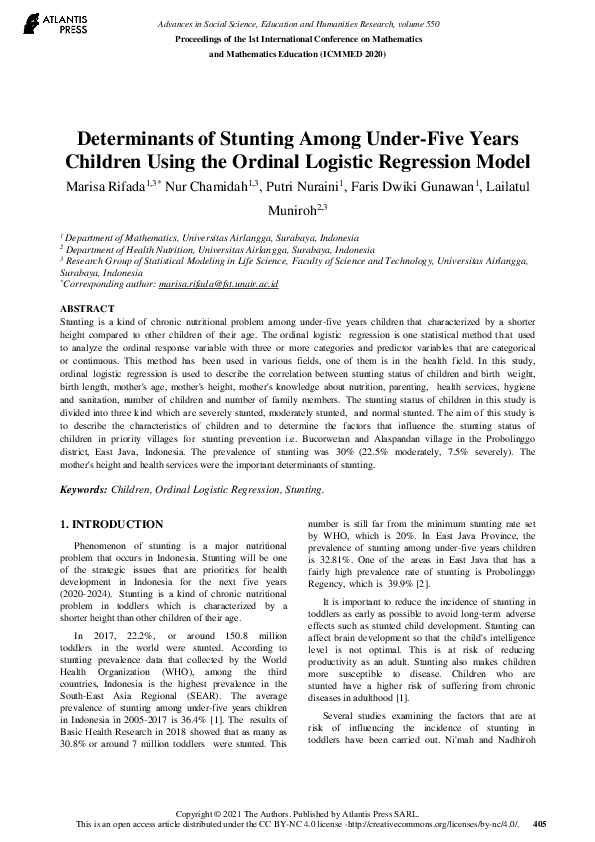(PDF) Determinants of Stunting Among Under-Five Years Children Using ...