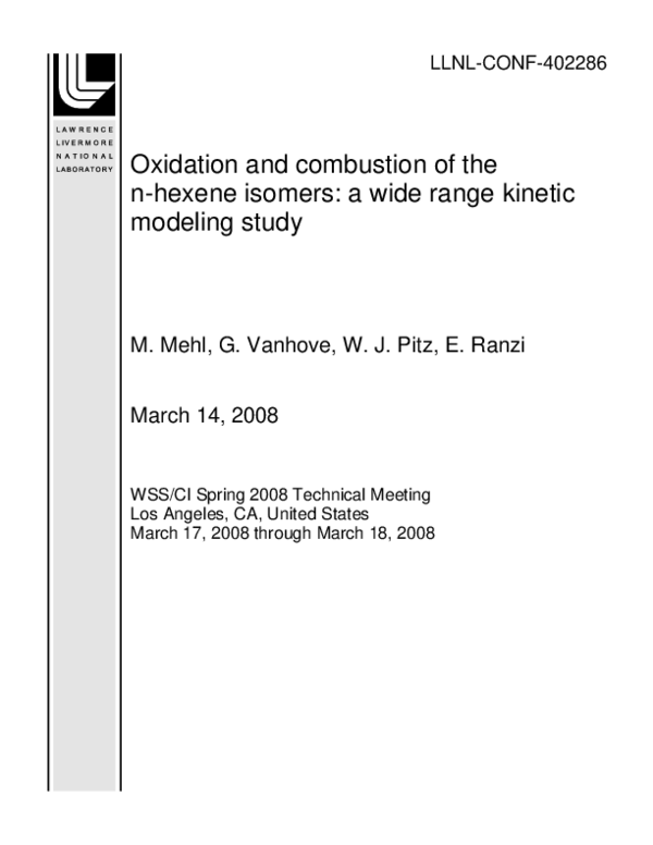 (PDF) Oxidation and combustion of the n-hexene isomers: A wide range ...