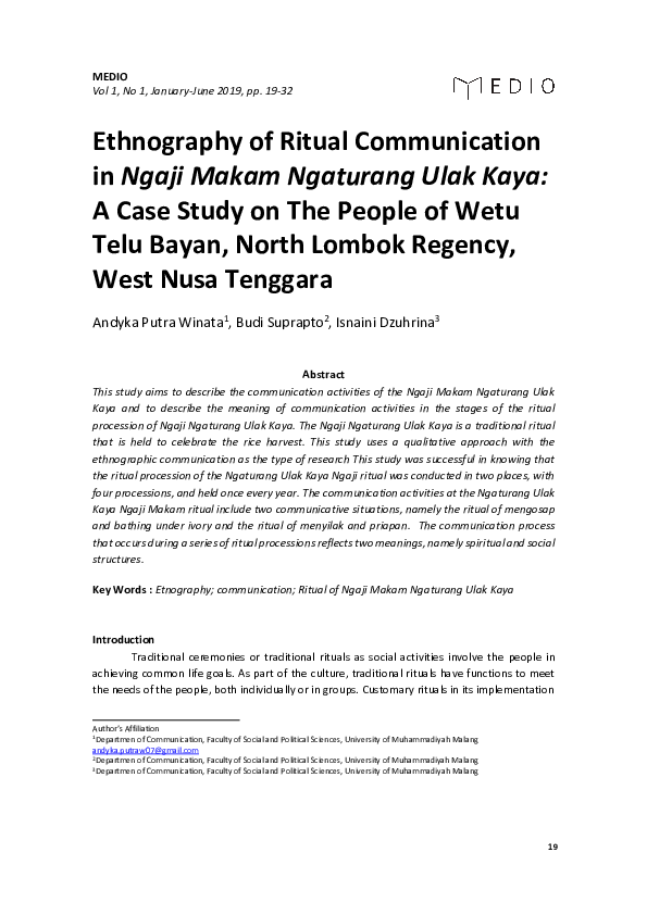 (PDF) Ethnography of Ritual Communication in Ngaji Makam Ngaturang Ulak ...