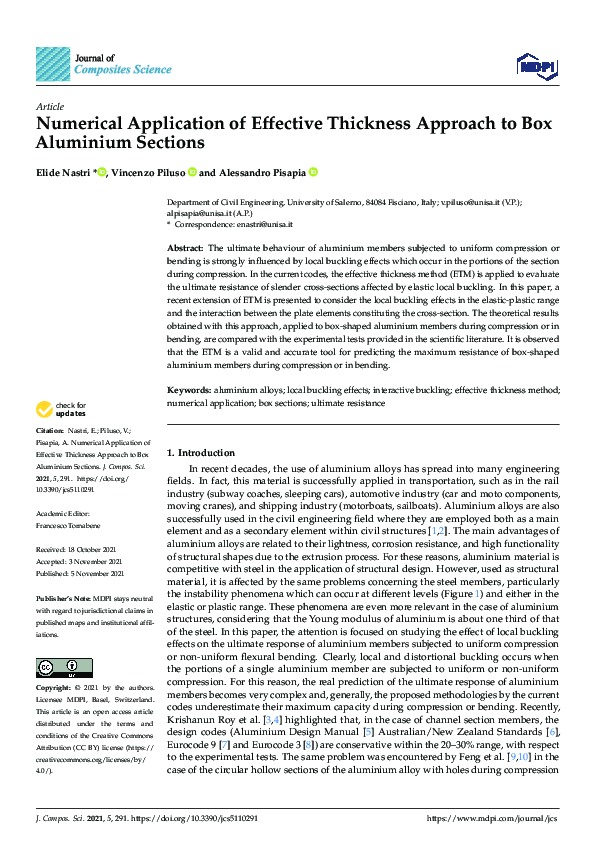 (PDF) Numerical Application of Effective Thickness Approach to Box ...