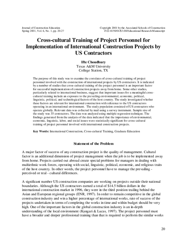 (PDF) Implementation of International Construction Projects by US ...