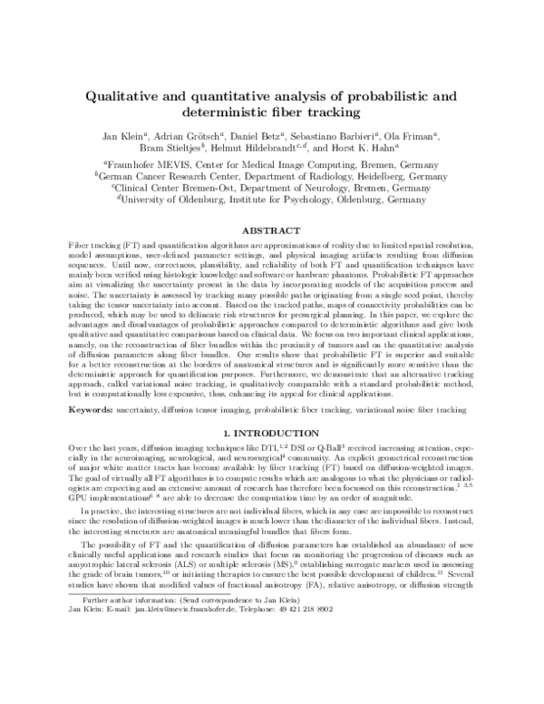(PDF) Qualitative and quantitative analysis of probabilistic and deterministic fiber tracking