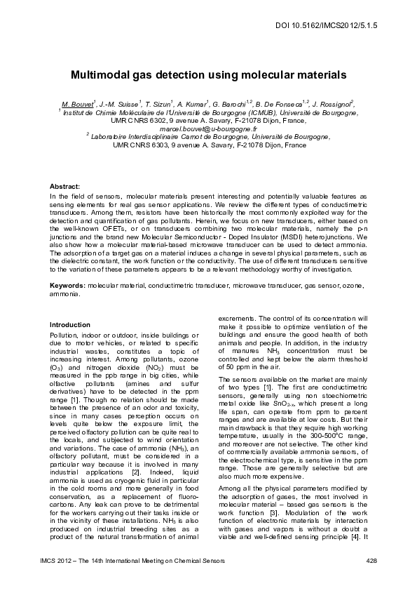 (PDF) Multimodal gas detection using molecular materials