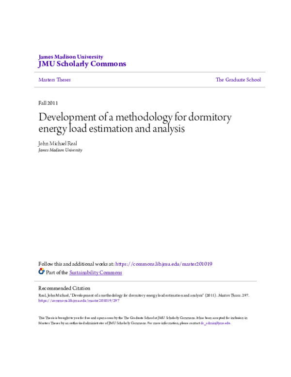 (PDF) Development of a methodology for dormitory energy load estimation ...