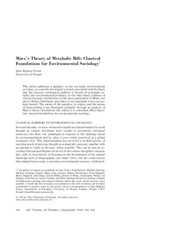 (PDF) Marx's Theory of Metabolic Rift: Classical Foundations for ...