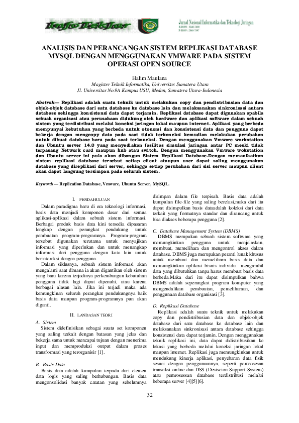 (PDF) Analisis Dan Perancangan Sistem Replikasi Database Mysql Dengan ...