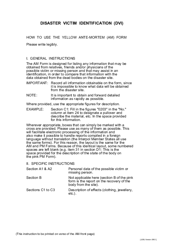 (PDF) Disaster victim identification (DVI)