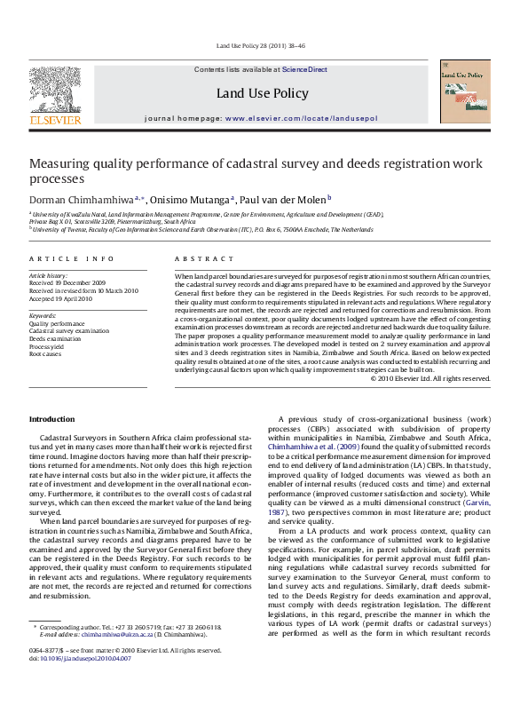 (PDF) Measuring quality performance of cadastral survey and deeds ...