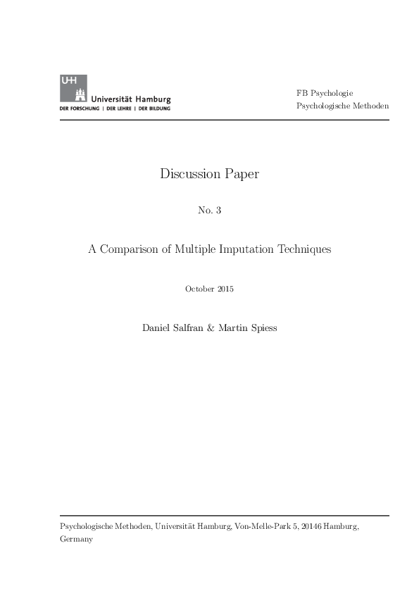 (PDF) A Comparison of Multiple Imputation Techniques (PDF) A Comparison of Multiple Imputation Techniques