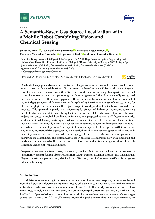 Pdf A Semantic Based Gas Source Localization With A Mobile Robot