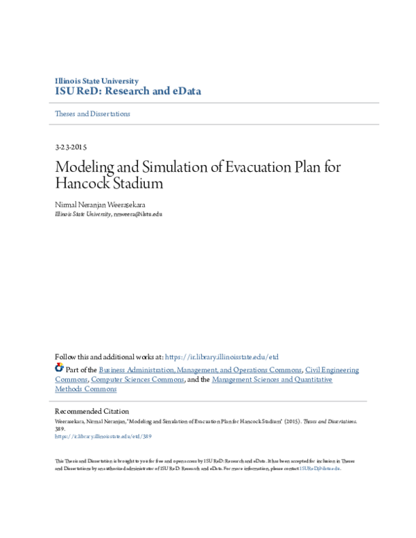 (PDF) Modeling and Simulation of the Evacuation Plan for Hancock Stadium