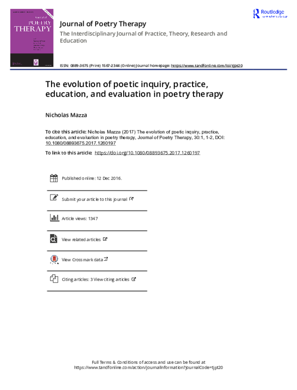 (PDF) The evolution of poetic inquiry, practice, education, and ...