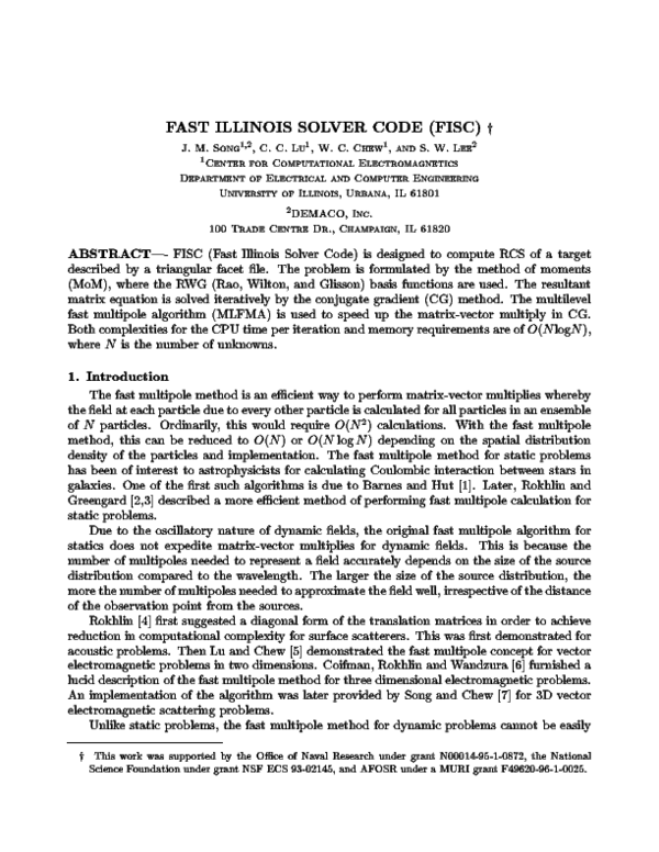 (PDF) Fast Illinois solver code (FISC)
