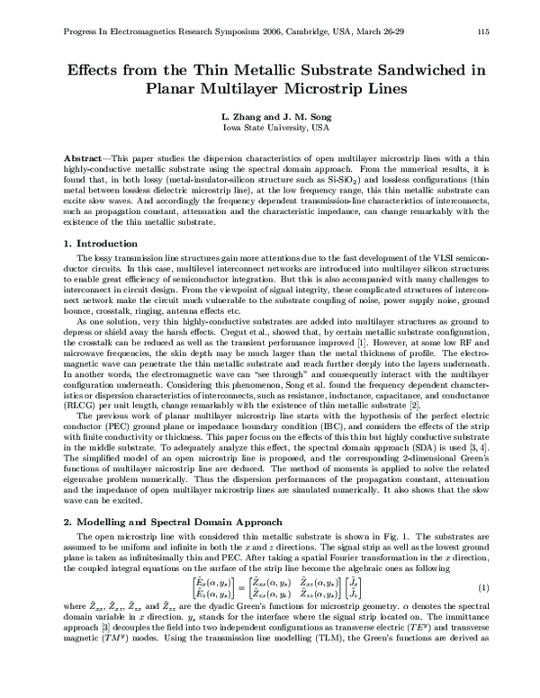 (PDF) Effects from the Thin Metallic Substrate Sandwiched in Planar ...