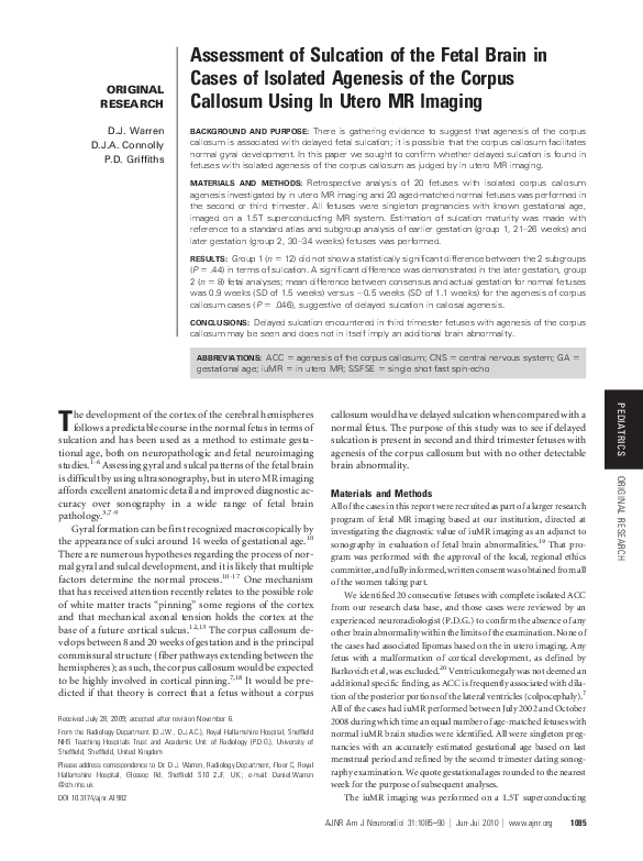 (PDF) Assessment of Sulcation of the Fetal Brain in Cases of Isolated ...