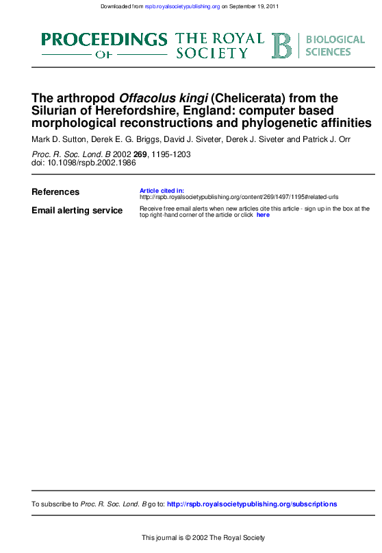 (PDF) The arthropod Offacolus kingi (Chelicerata) from the Silurian of ...