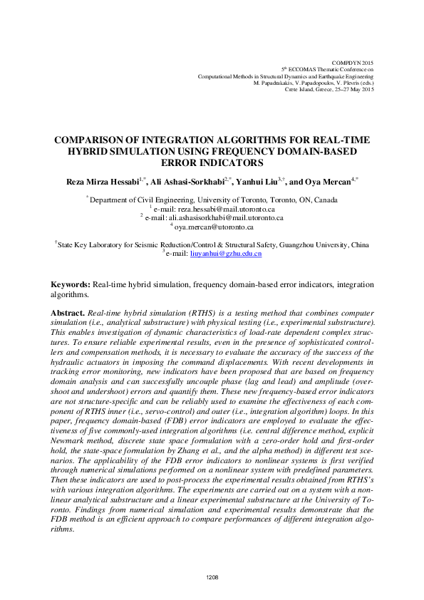 (PDF) Comparison of Integration Algorithms for Real-Time Hybrid ...