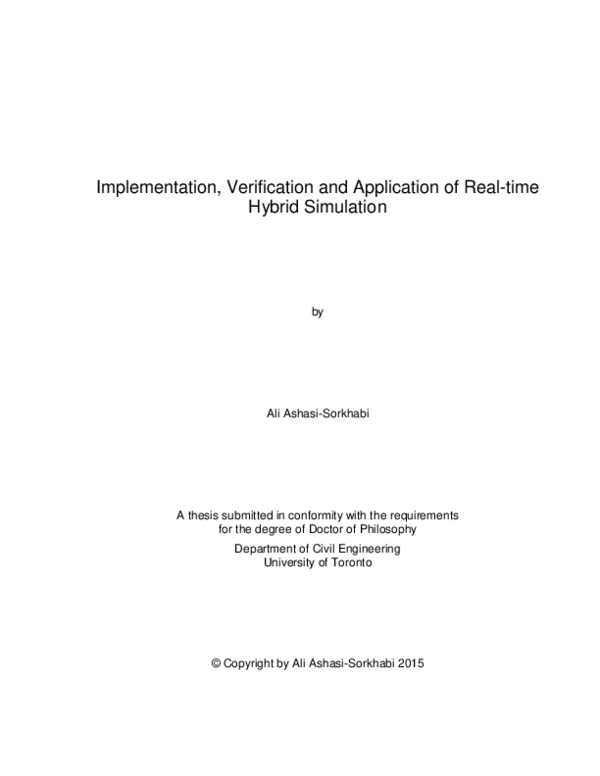 (PDF) Implementation, Verification and Application of Real-time Hybrid Simulation