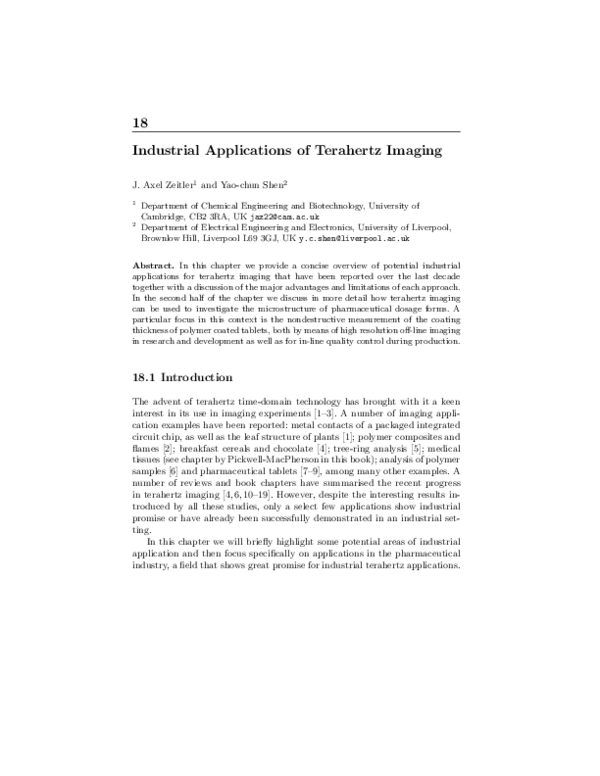 (PDF) Industrial Applications of Terahertz Imaging (PDF) Industrial Applications of Terahertz Imaging