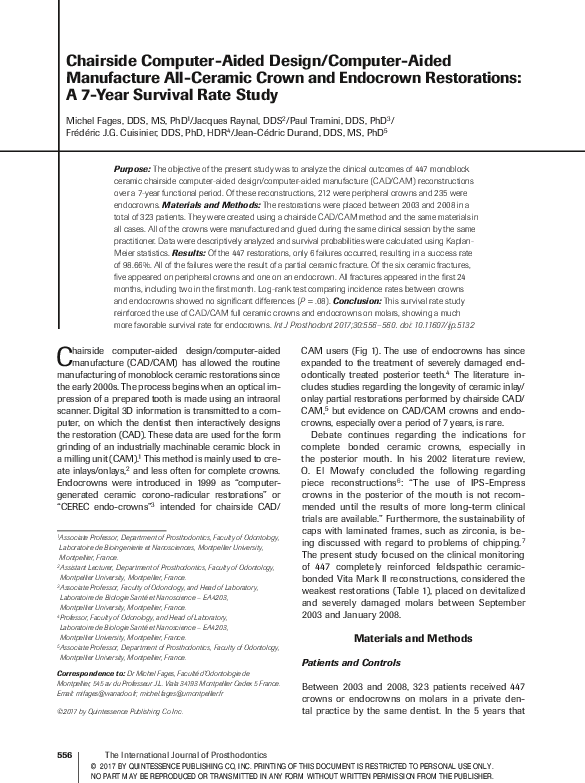 (PDF) Chairside Computer-Aided Design/Computer-Aided Manufacture All ...