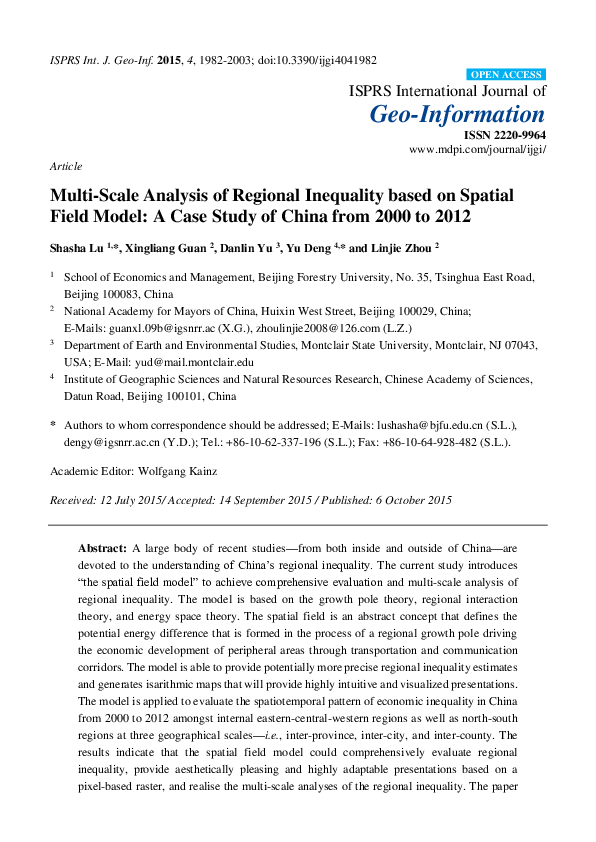 Pdf Multi Scale Analysis Of Regional Inequality Based On Spatial