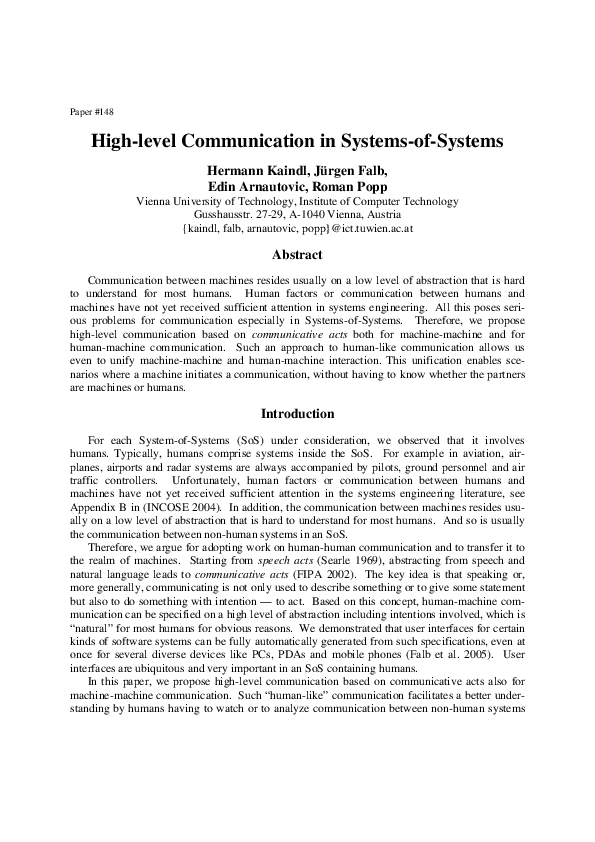 (PDF) High-level Communication in Systems-of-Systems