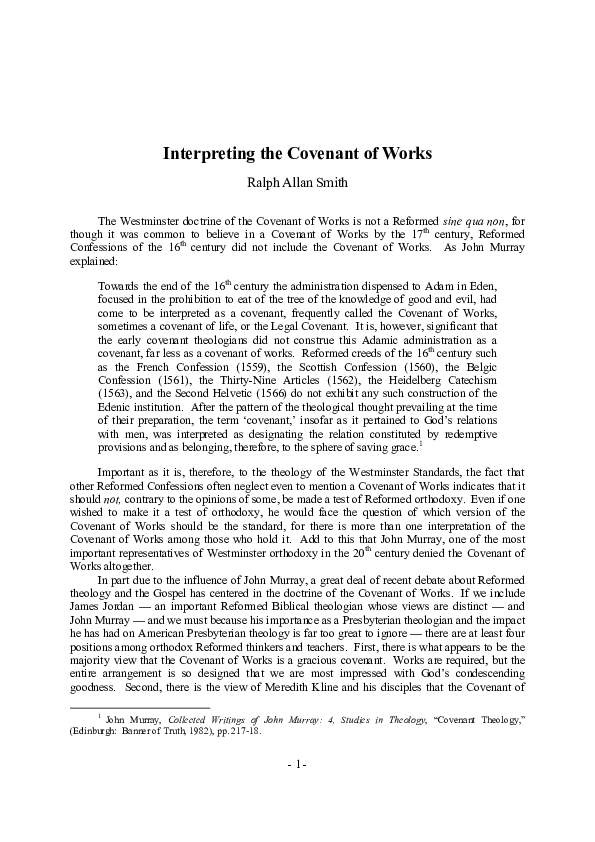 (PDF) Interpreting the Covenant of Works
