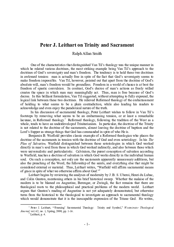 (PDF) Peter J. Leithart on Trinity and Sacrament