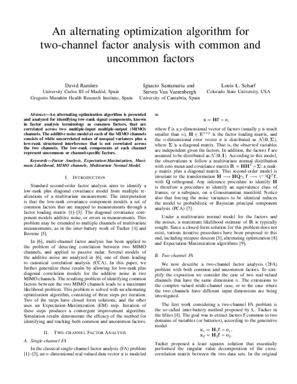(PDF) An alternating optimization algorithm for two-channel factor ...