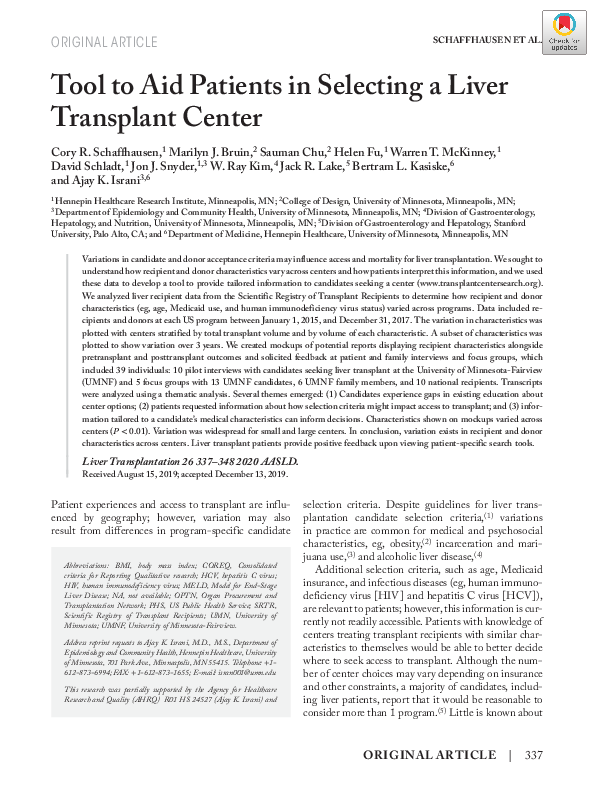 (PDF) Tool to Aid Patients in Selecting a Liver Transplant Center ...