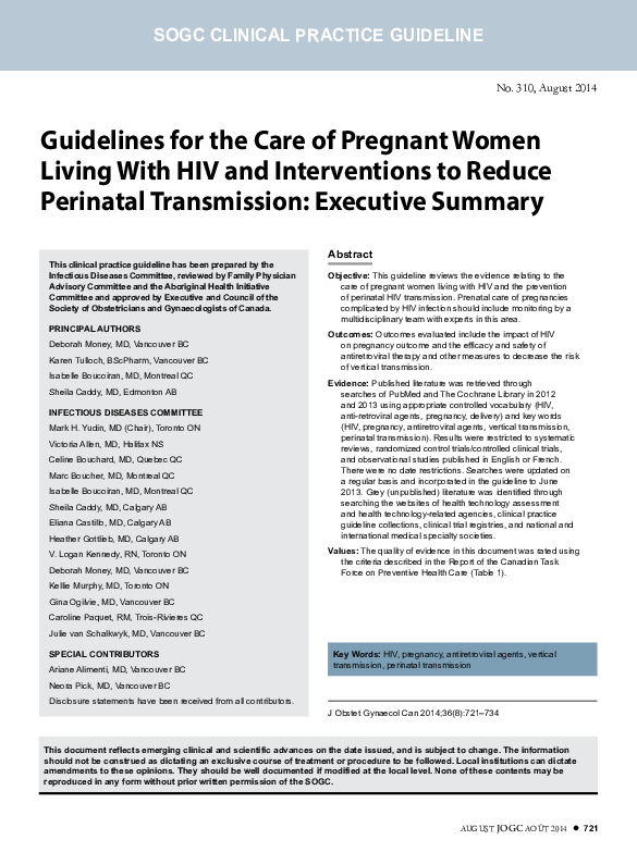 (PDF) Guidelines for the care of pregnant women living with HIV and ...