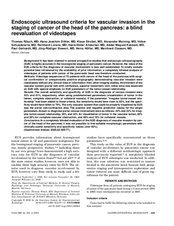 (PDF) Endoscopic ultrasound criteria for vascular invasion in the staging of cancer of the head ...