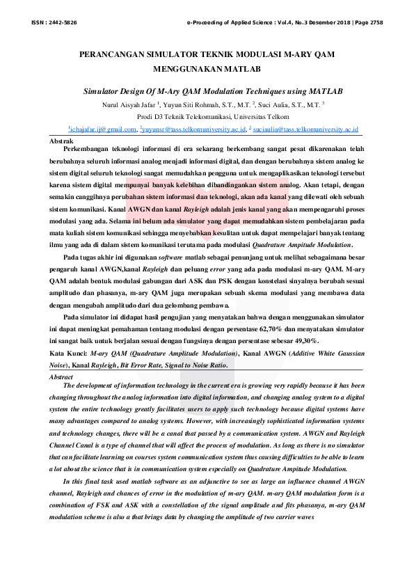 (PDF) Perancangan Simulator Teknik Modulasi M-ary Qam Menggunakan Matlab
