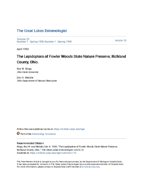 (PDF) The Lepidoptera of Fowler Woods State Nature Preserve, Richland ...