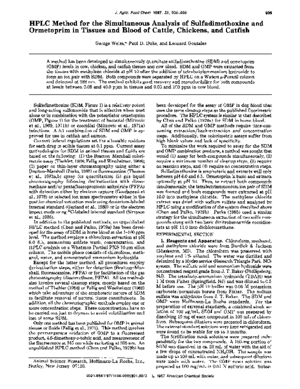 (PDF) HPLC method for the simultaneous analysis of sulfadimethoxine and ...