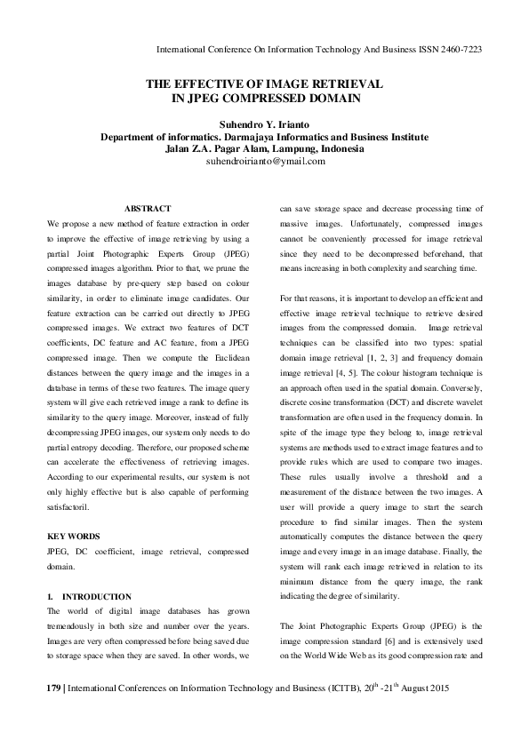 (PDF) The Effective of Image Retrieval in Jpeg Compressed Domain