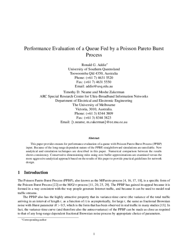 (PDF) Performance evaluation of a queue fed by a Poisson Pareto burst ...