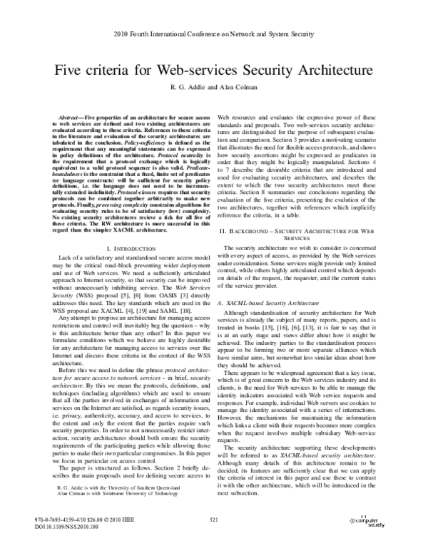 (PDF) Five Criteria for Web-Services Security Architecture
