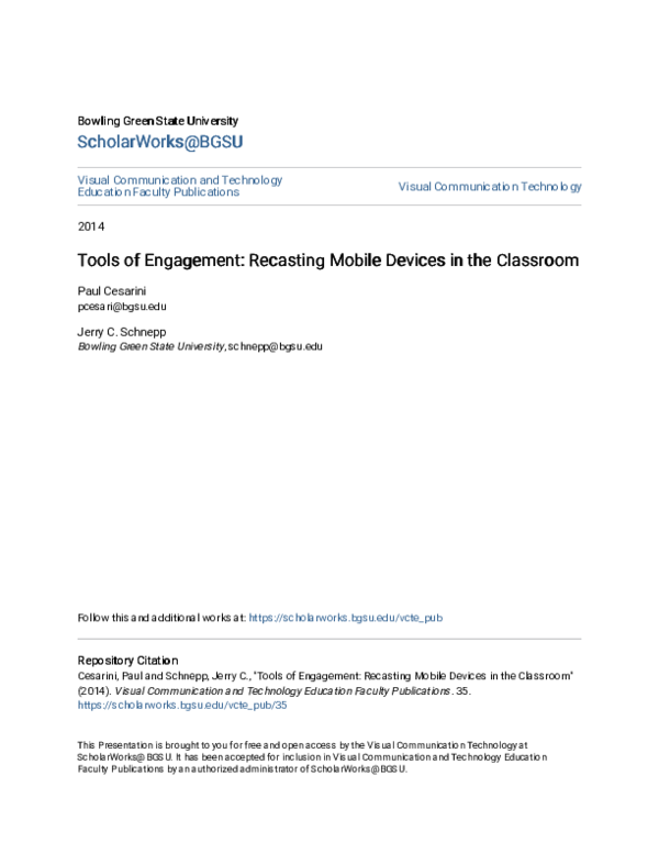 (PDF) Tools of Engagement: Recasting Mobile Devices in the Classroom