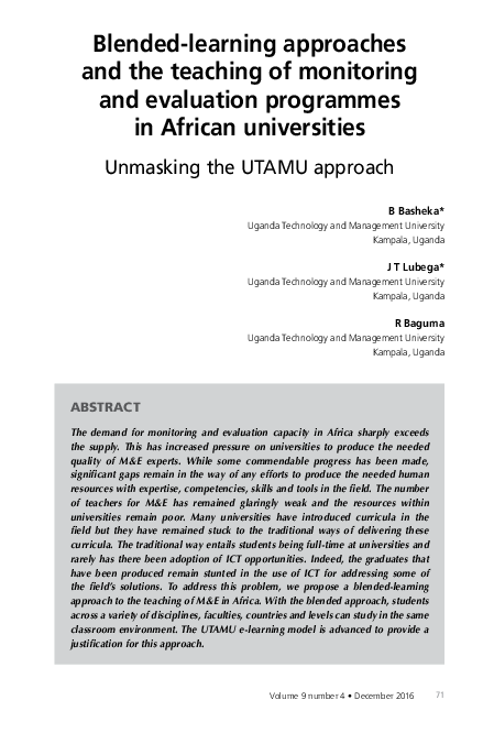 (PDF) Blended-learning approaches and the teaching of monitoring and evaluation programmes in ...