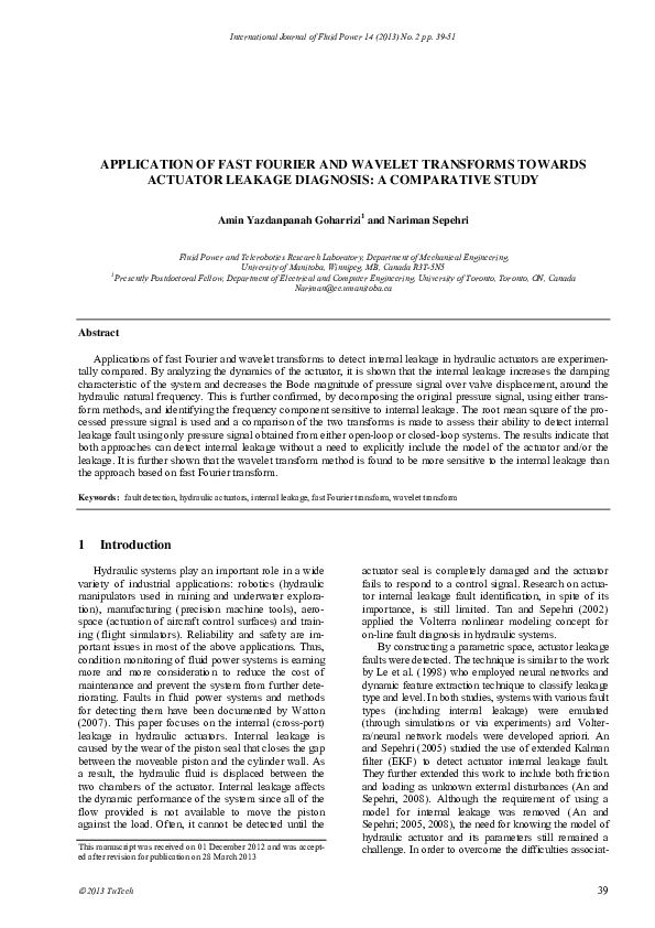 Pdf Application Of Fast Fourier And Wavelet Transforms Towards