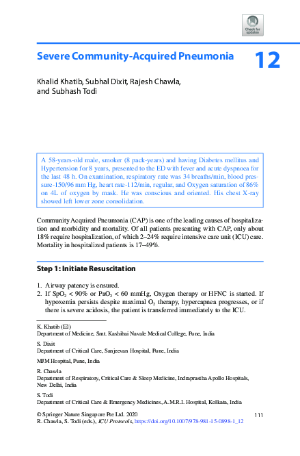 (PDF) Severe Community-Acquired Pneumonia