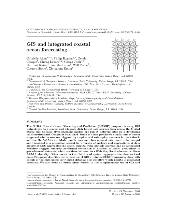 Pdf Gis And Integrated Coastal Ocean Forecasting
