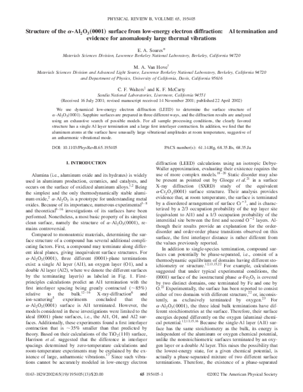 (PDF) Structure of the alpha-Al2O3(0001) surface from low-energy ...